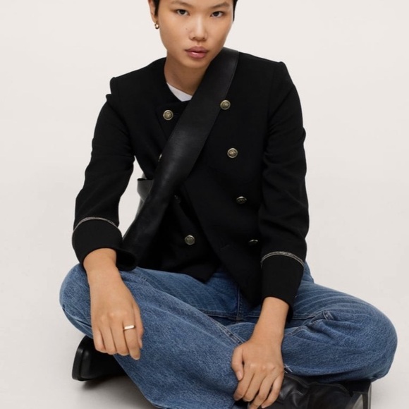 Mango | Jackets & Coats | New Mango Black Double Breasted Gold Button ...